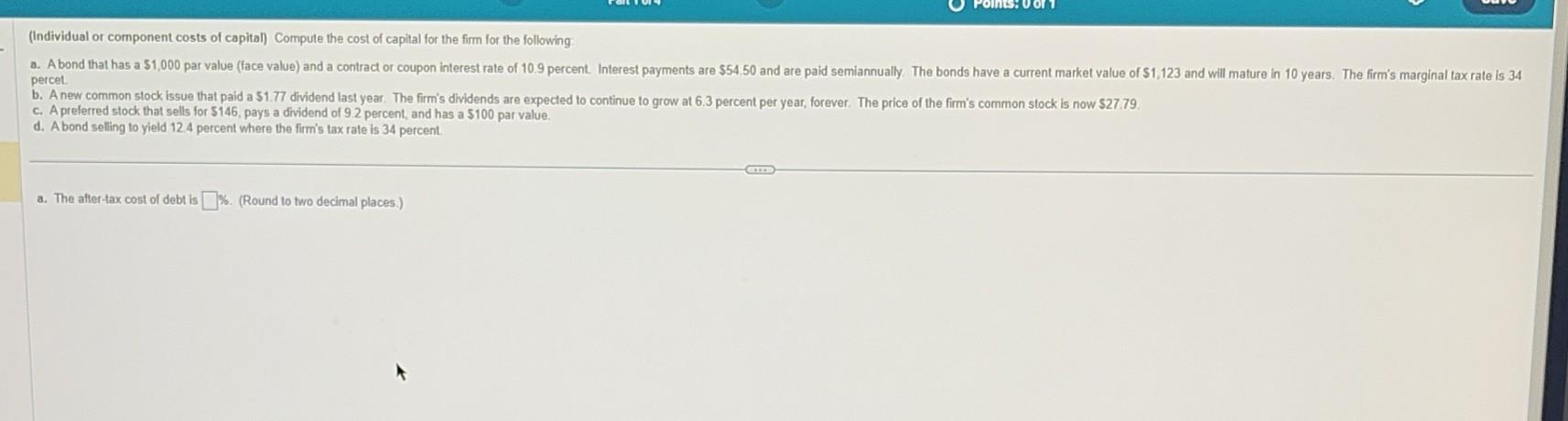 Solved (Individual or component costs of capital) Compute | Chegg.com