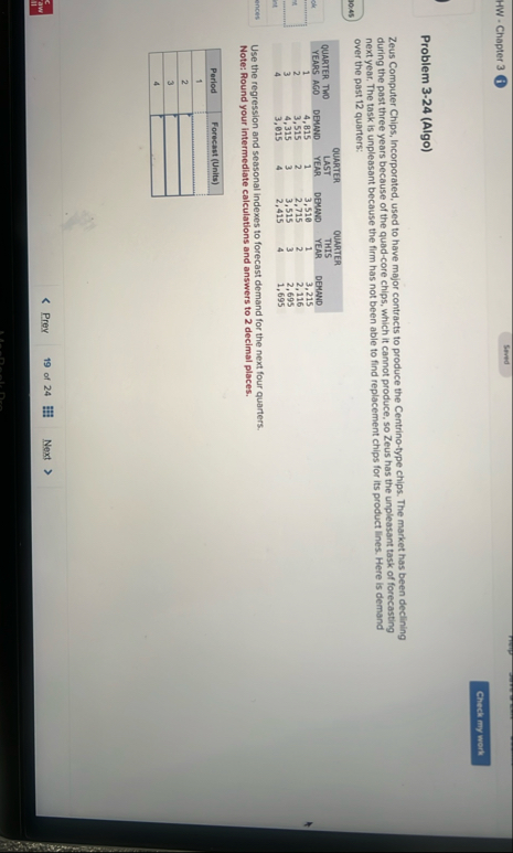 Solved HW - ﻿Chapter 3SevedProblem 3-24 (Algo)Zeus Computer | Chegg.com