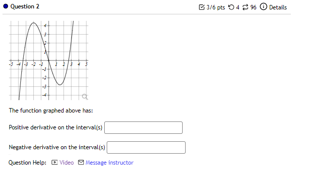Solved Question 2The function graphed above has:Positive | Chegg.com