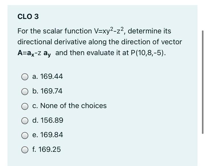 Solved CLO 3 For the scalar function V=xy2-z2, determine its | Chegg.com