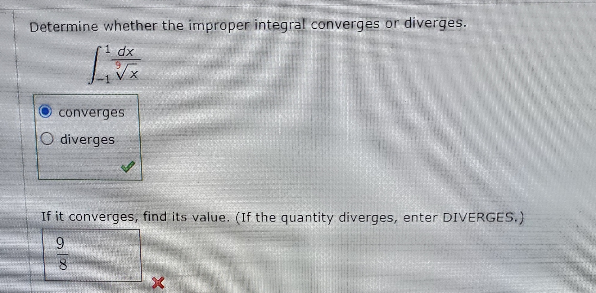 Solved Determine whether the improper integral converges or | Chegg.com