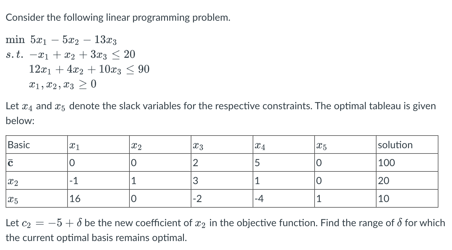 Solved Consider the following linear programming | Chegg.com