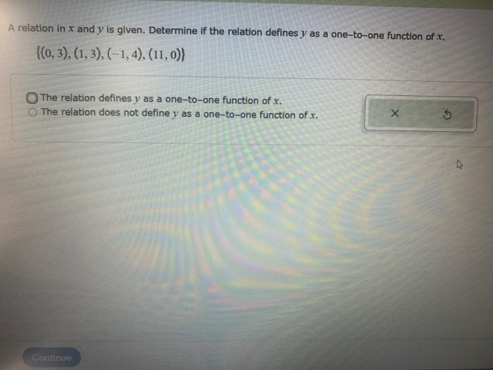Solved A relation in x and y is given. Determine if the | Chegg.com