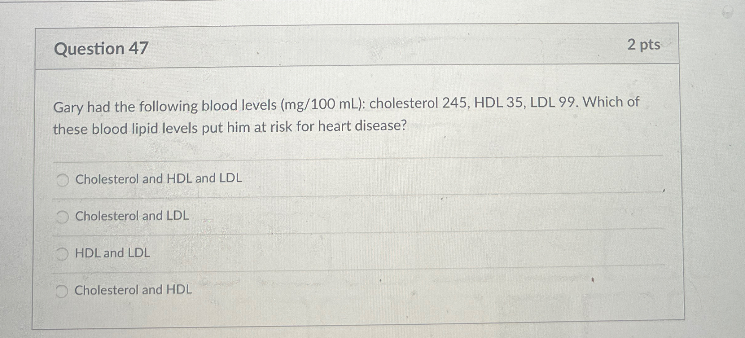 Solved Question 472 ﻿ptsGary had the following blood levels | Chegg.com