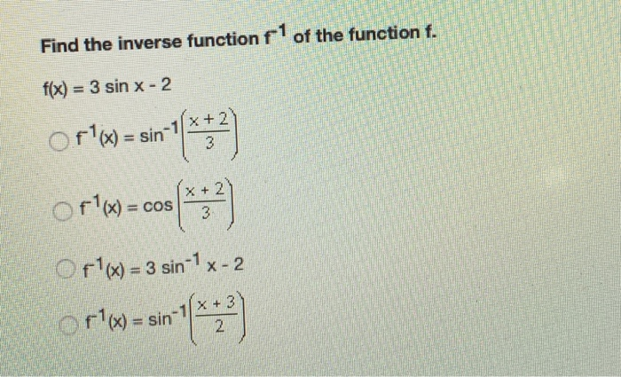 Solved Find the inverse function f1 of the function f. f(x) | Chegg.com