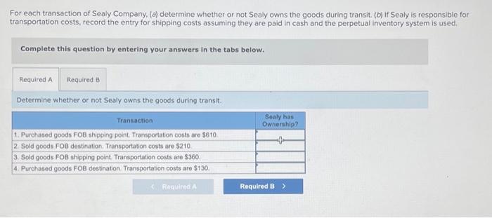 Solved For each transaction of Sealy Company, (a) determine | Chegg.com