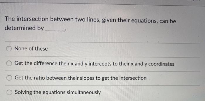 Solved The intersection between two lines, given their | Chegg.com