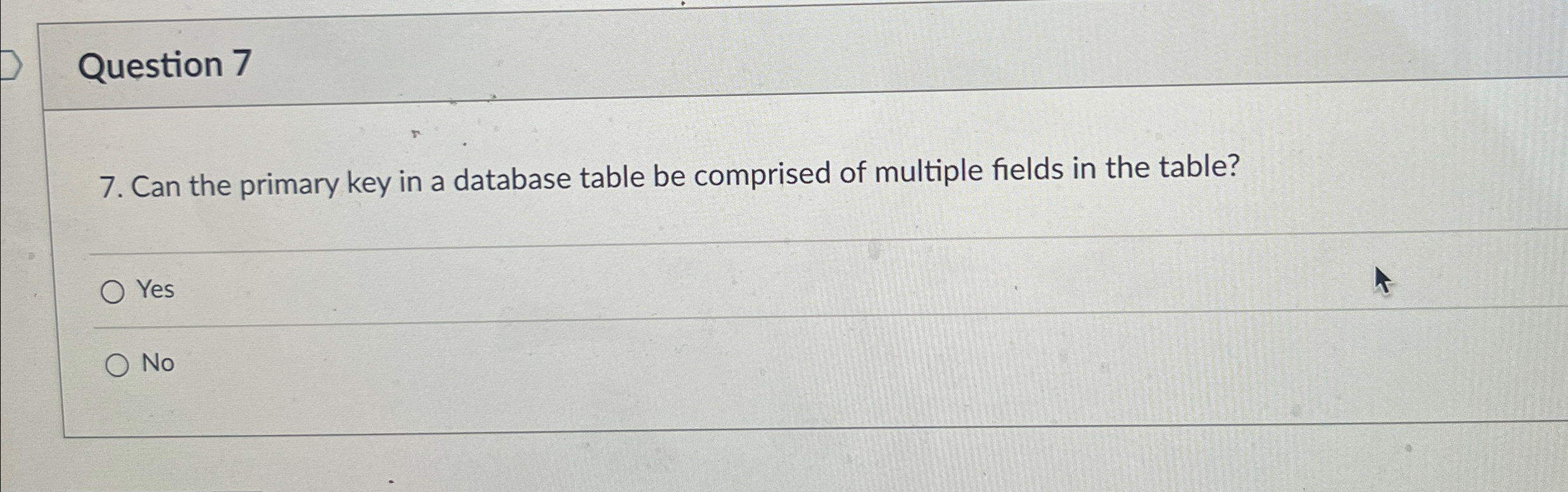 Solved Question 77. ﻿Can the primary key in a database table | Chegg.com