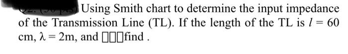 Using Smith chart to determine the input impedance of | Chegg.com