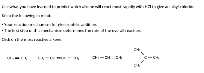 Solved Click on the most reaktive alkene. | Chegg.com
