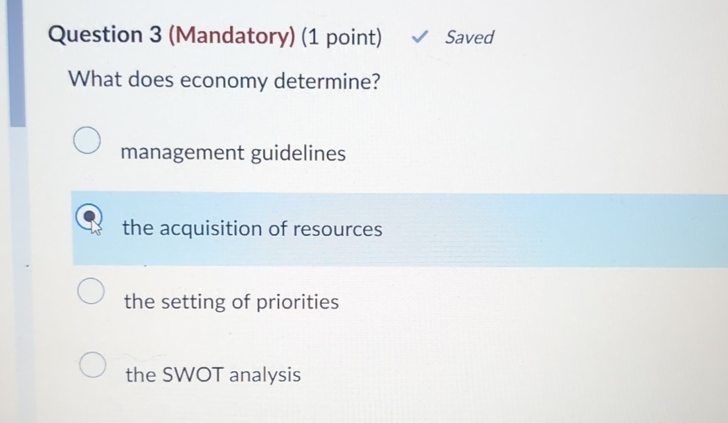High Quality SOLUTION Question 3 (Mandatory) (1 ﻿point) ﻿SavedWhat does | Chegg.com