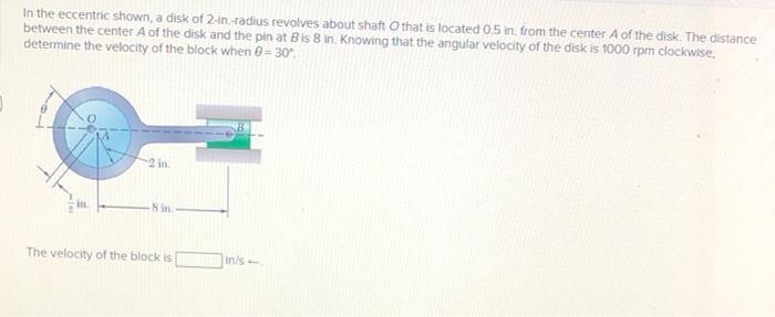 Solved In the eccentric shown, a disk of 2-in.-radius | Chegg.com