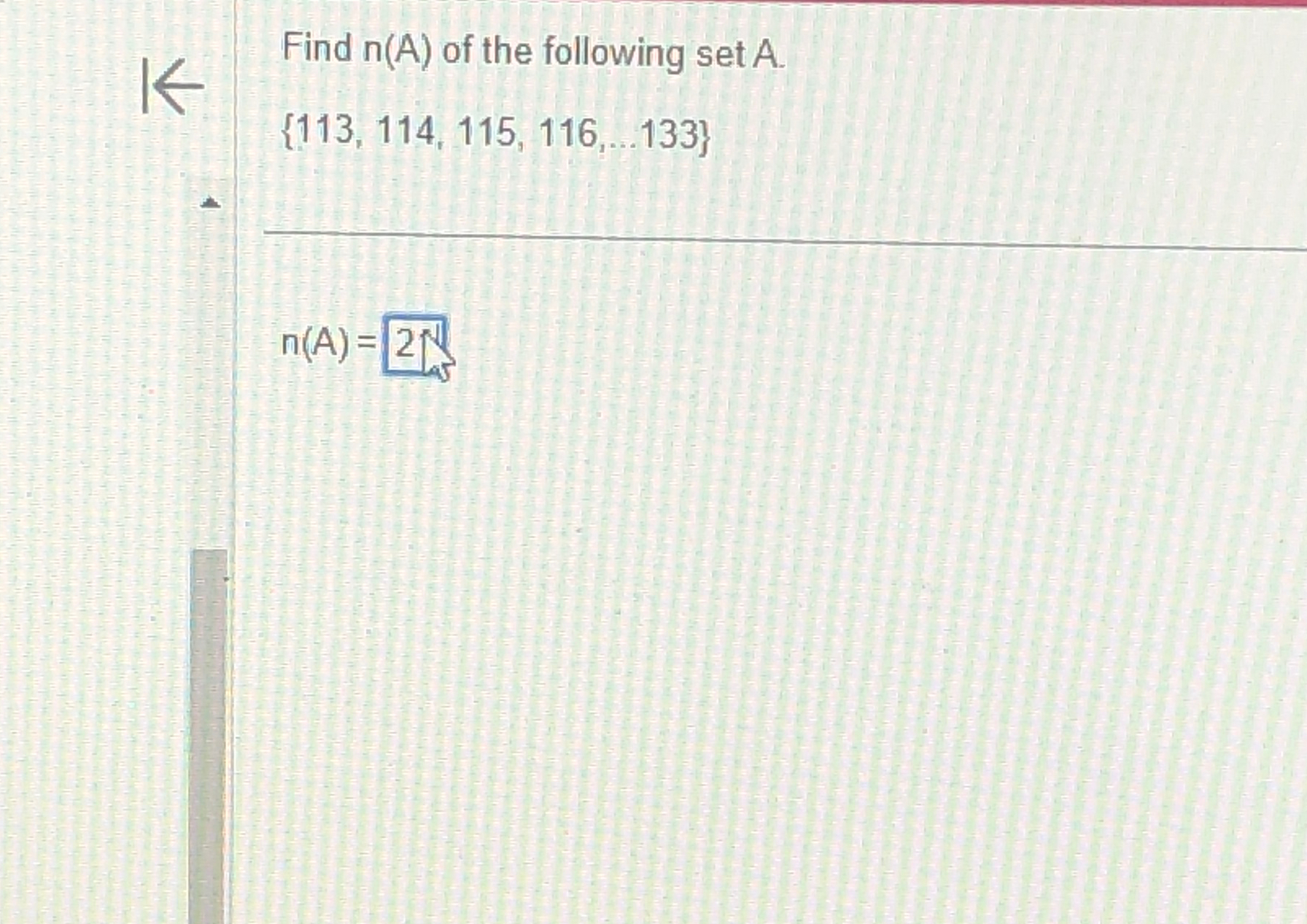 Solved Find n(A) ﻿of the following set | Chegg.com