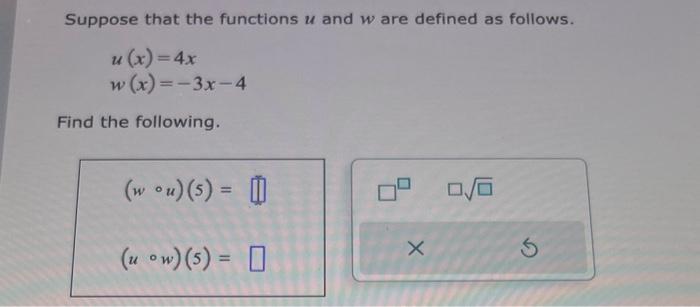 Solved Suppose that the functions u and w are defined as | Chegg.com