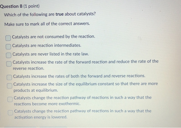 Solved Question 8 (1 point) Which of the following are true | Chegg.com