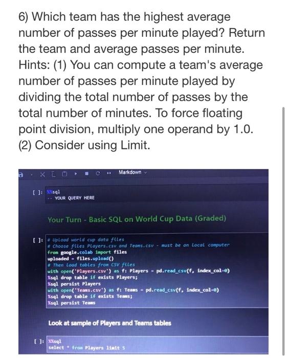Solved 2.) Find all players who made more than 20 shots. | Chegg.com