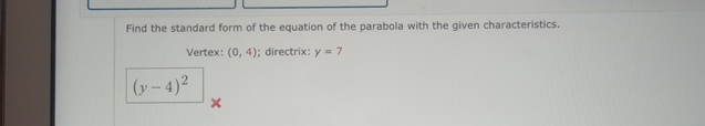 Solved Find the standard form of the equation of the | Chegg.com
