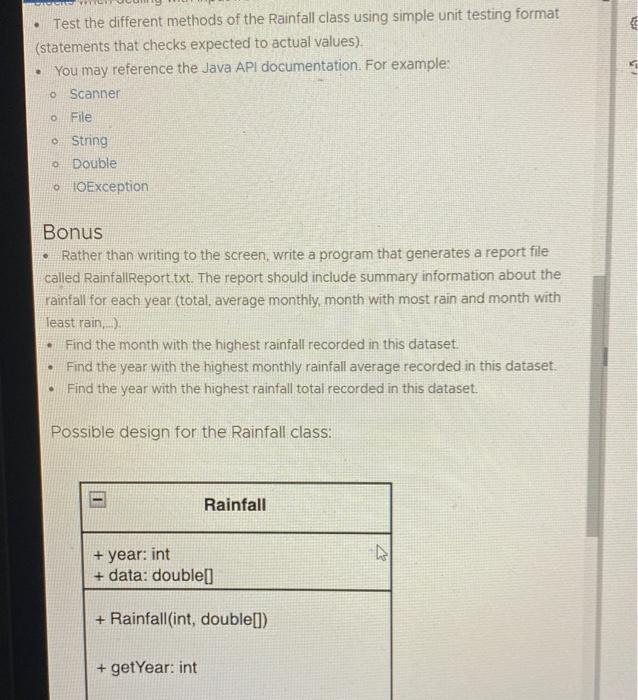 Solved A Rainfall Class Write a Rainfall class that stores | Chegg.com