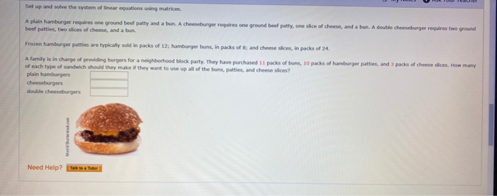 Solved Set up and solve the system of linear equations using | Chegg.com