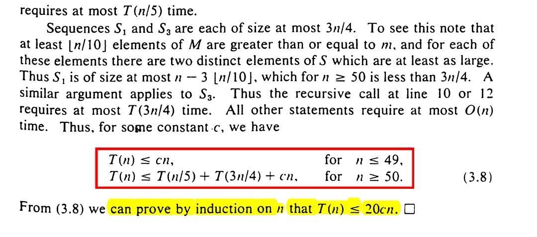 Solved (10 points) Refer to the SELECT algorithm discussed | Chegg.com