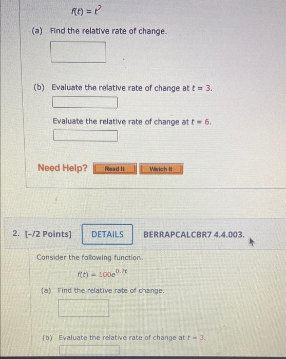 Solved Ft) = x² (a) Find the relative rate of change. (b) | Chegg.com