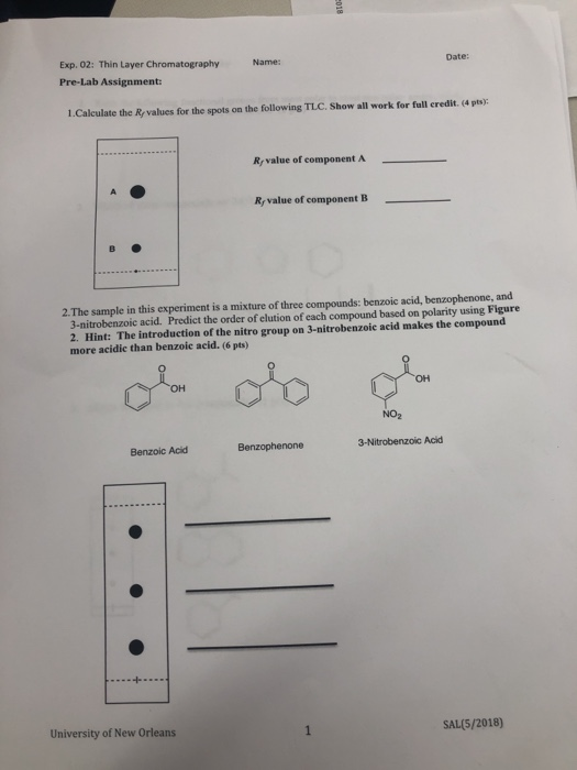 Solved Date: Name: Exp. 02: Thin Layer Chromatography | Chegg.com