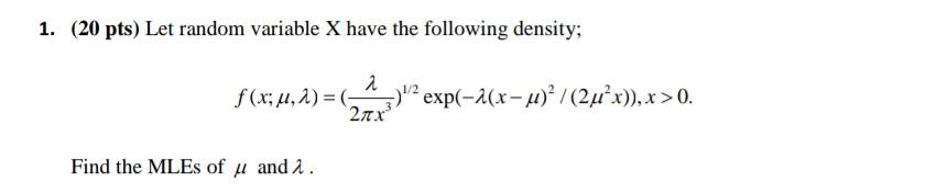 Solved 1. (20 pts) Let random variable X have the following | Chegg.com