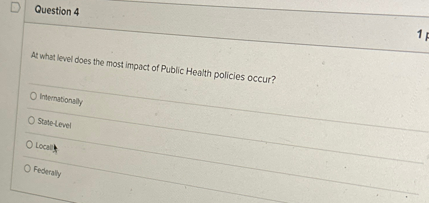 Solved Question 4At what level does the most impact of | Chegg.com