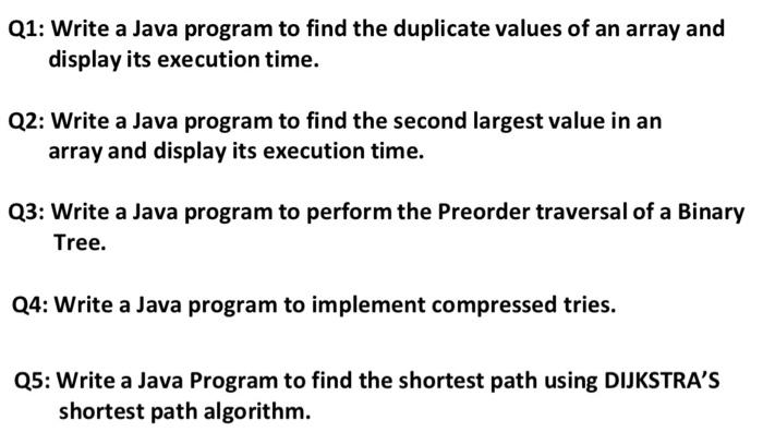 Solved Q1 Write A Java Program To Find The Duplicate Values 3331