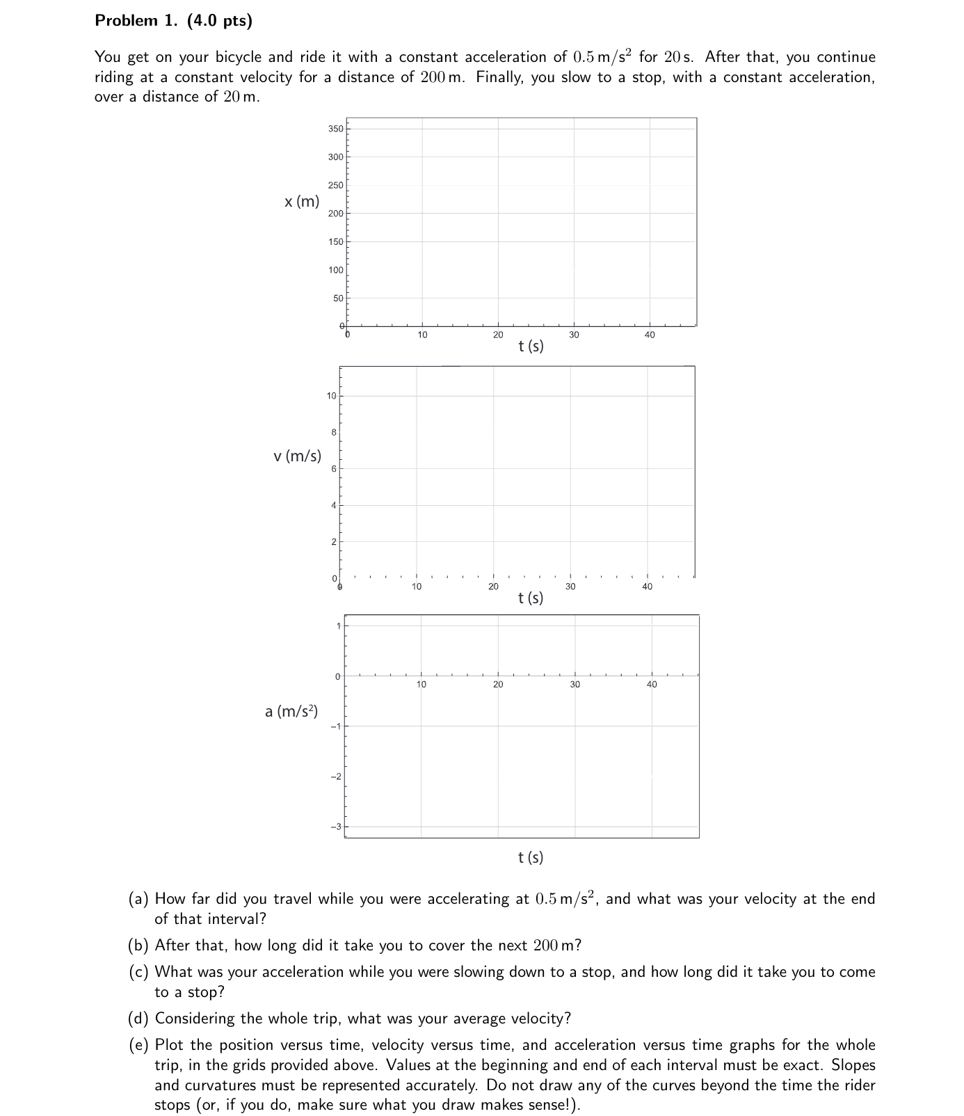 Solved Problem 1. (4.0 ﻿pts)You get on your bicycle and ride | Chegg.com