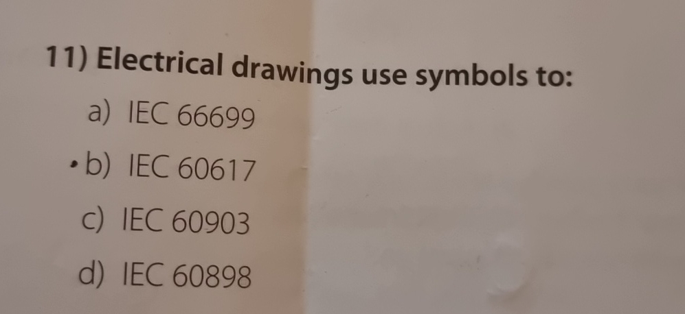 Solved Electrical drawings use symbols to:a) ﻿IEC 66699-b) | Chegg.com