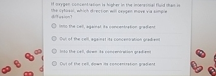 Solved If oxygen concentration is higher in the interstitial | Chegg.com