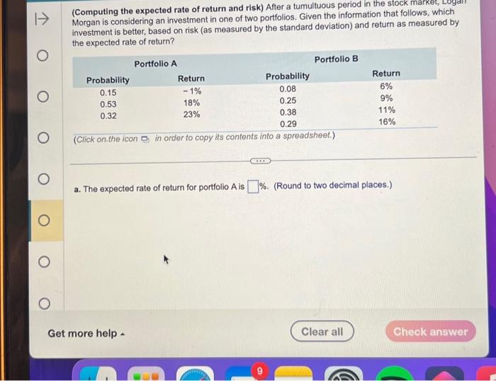 Solved (Related to Checkpoint 8.1) (Computing the portfolio | Chegg.com