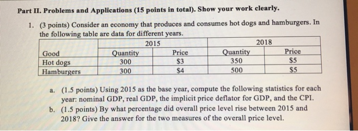Solved Part II. Problems and Applications (15 points in | Chegg.com