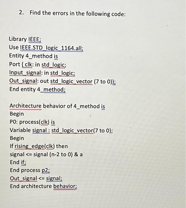 2. Find the errors in the following code: Library | Chegg.com