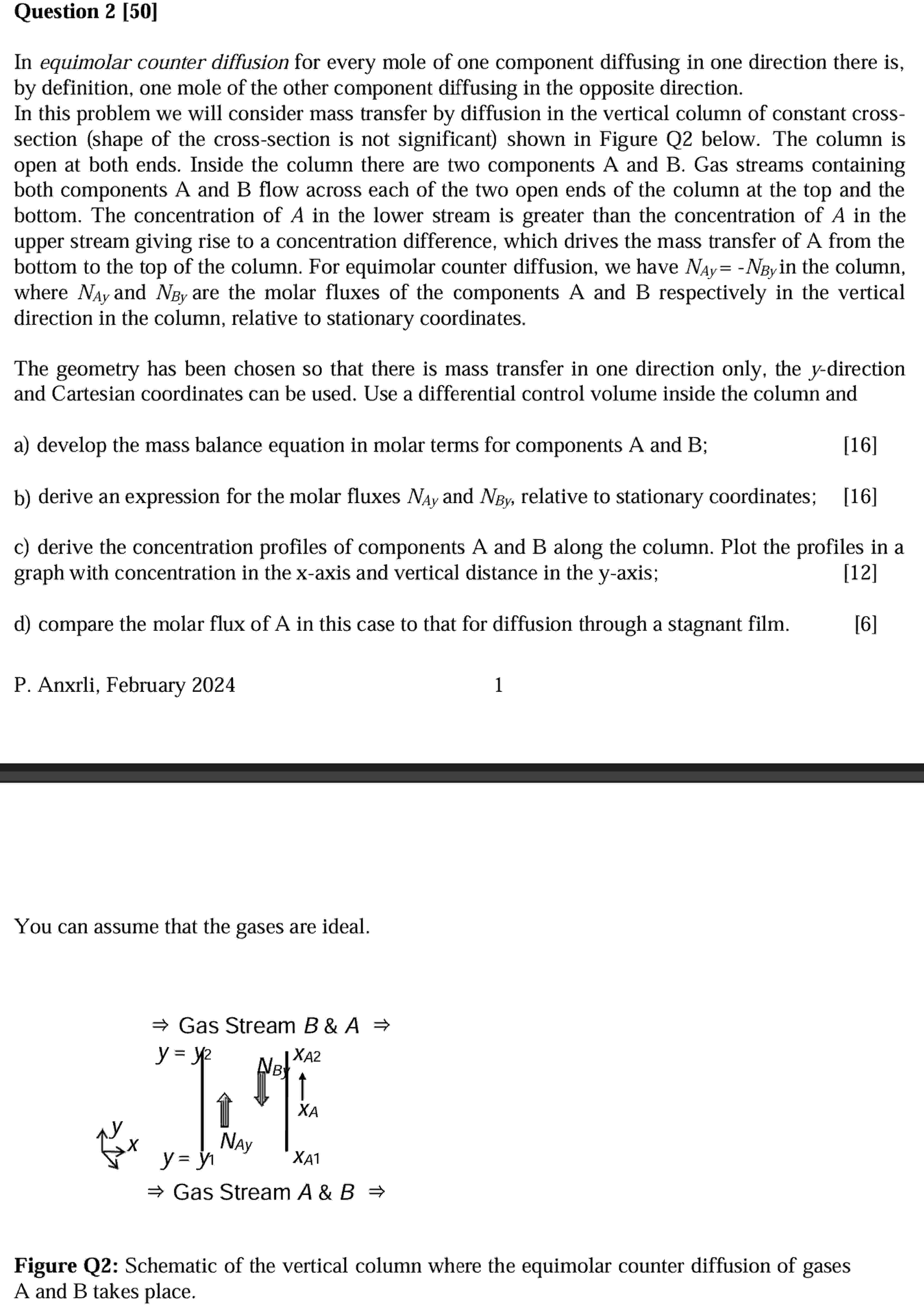 Solved In equimolar counter diffusion for every mole of one | Chegg.com