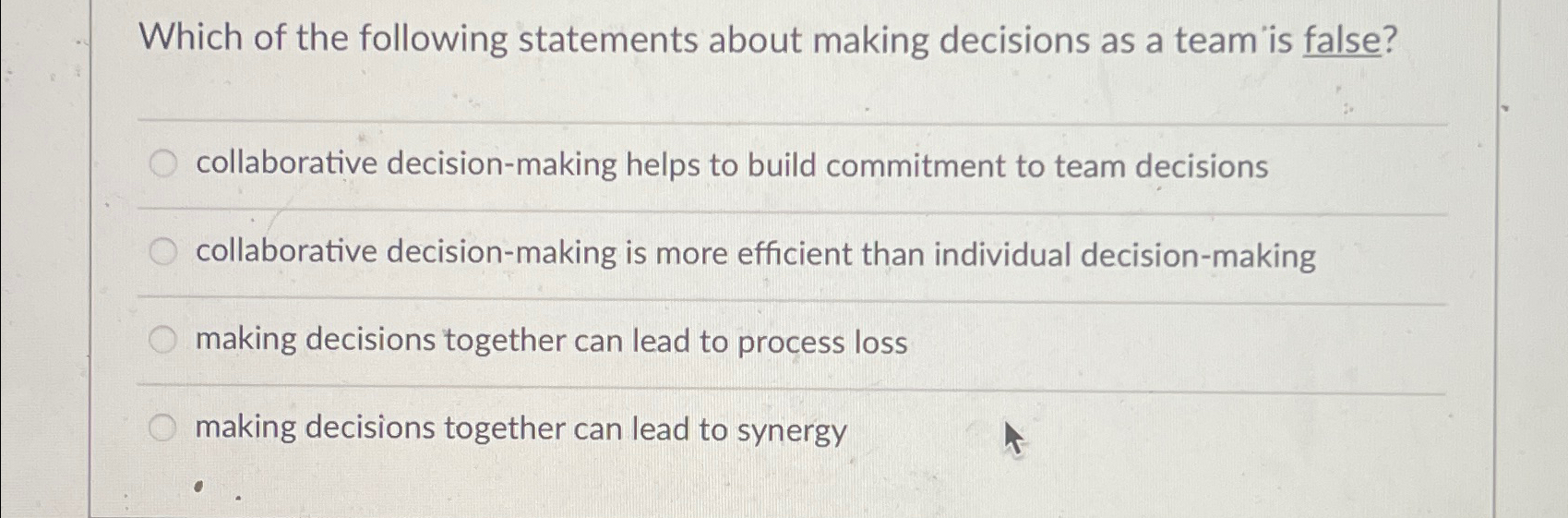 Solved Which of the following statements about making | Chegg.com