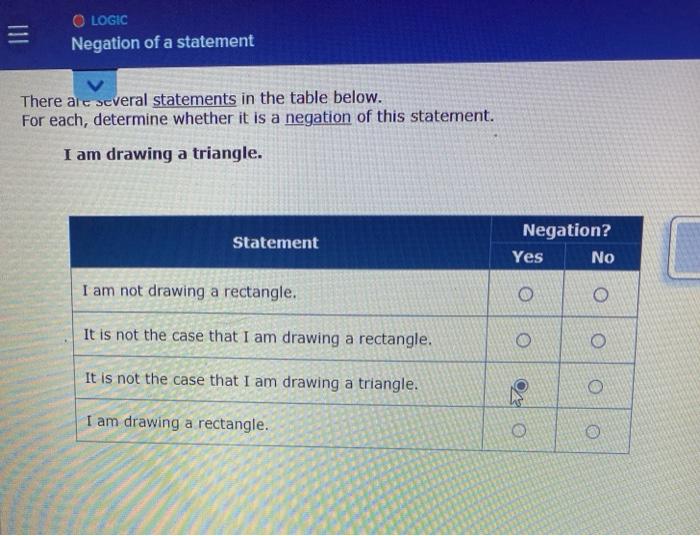 Solved O LOGIC Negation of a statement There are several | Chegg.com