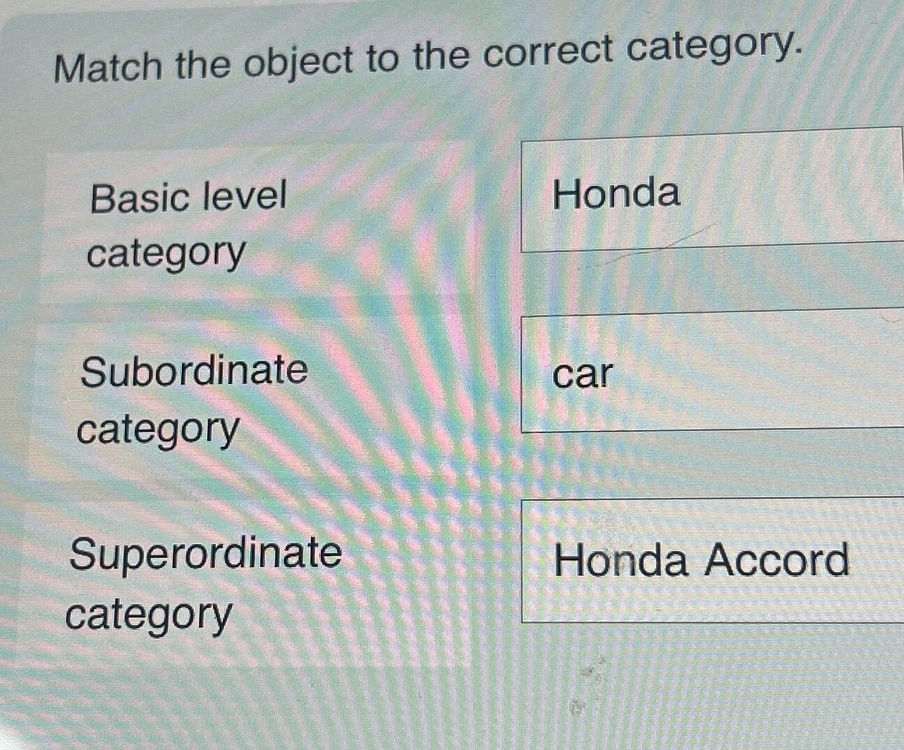 Solved Match the object to the correct category.Basic level | Chegg.com