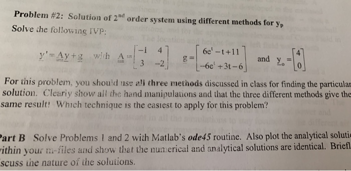 Solved Problem #2: Solution of 2nd order system using | Chegg.com