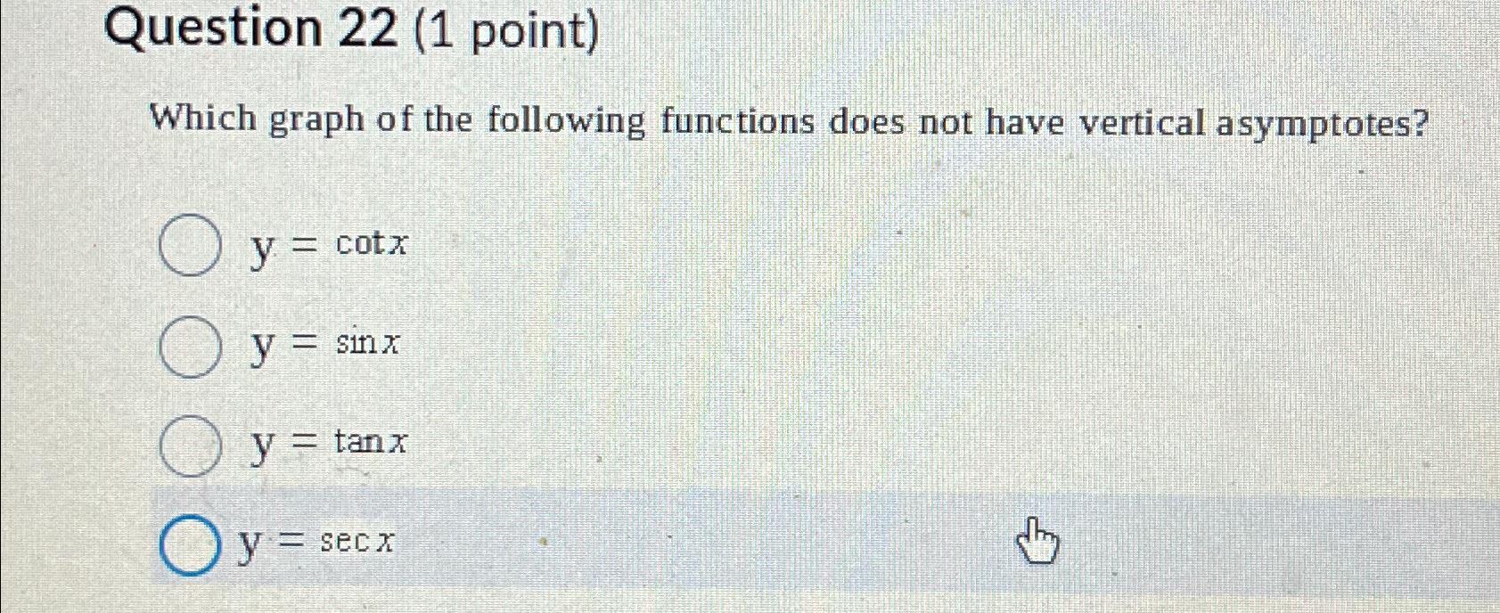 Solved Question 22 (1 ﻿point)Which graph of the following | Chegg.com