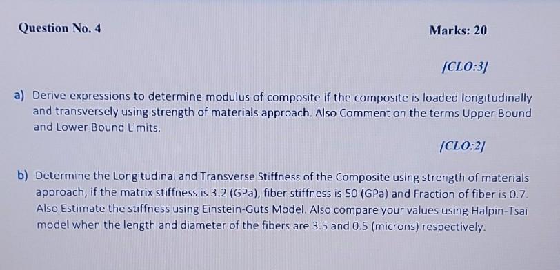 Solved Question No. 4 Marks: 20 [CL0:31 a) Derive | Chegg.com