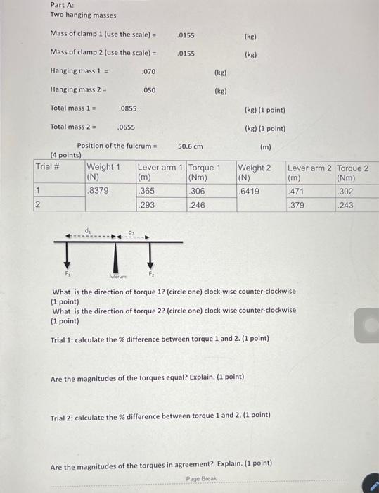 Solved Part A: Two hanging masses What is the direction of | Chegg.com