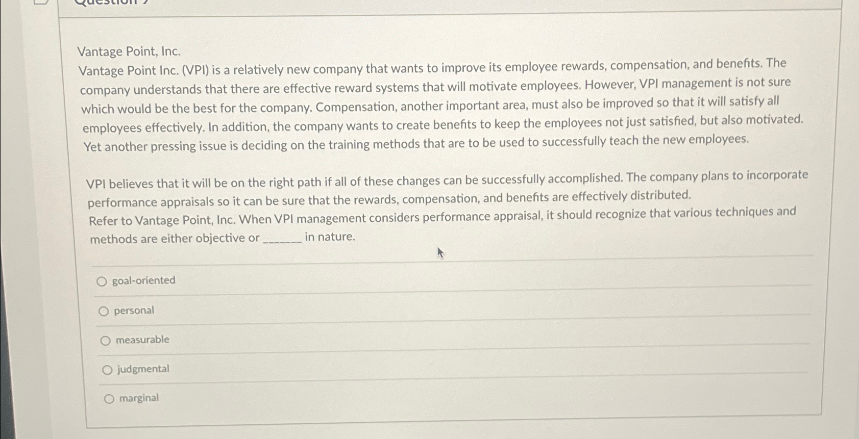 Solved Vantage Point, Inc.Vantage Point Inc. (VPI) ﻿is a | Chegg.com