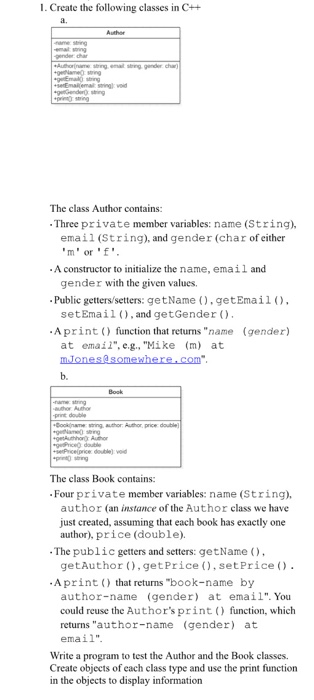 Solved 1. Create the following classes in C++ Authors mag | Chegg.com