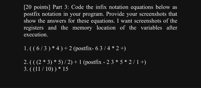 Solved Now take the postfix notation calculator a step | Chegg.com