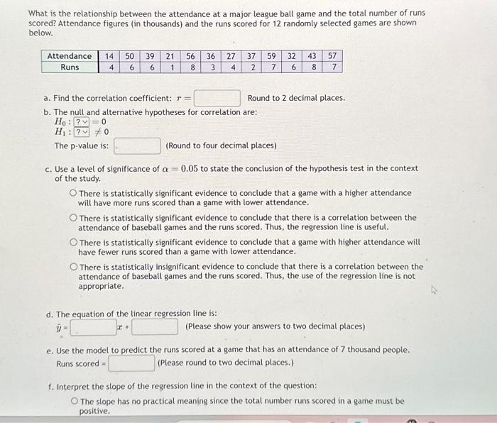 Solved What is the relationship between the attendance at a | Chegg.com