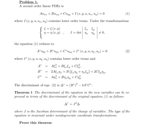 Solved Problem 1.A second order linear PDEs | Chegg.com