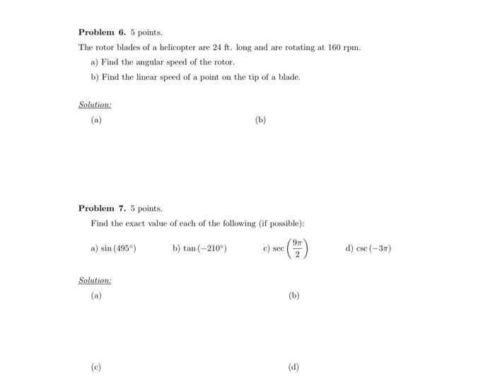 Solved Problem 6. 5 points. The rotor blades of a helicopter | Chegg.com