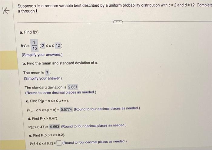 Solved Suppose x is a random variable best described by a | Chegg.com